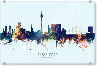 artboxONE Acrylglasbild 30x20 cm Städte Düsseldorf Skyline BlueOrange - Bild düsseldorf City Cityscape