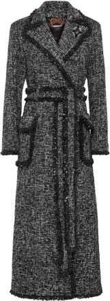 Philipp Plein Tweed Long Coat - - Coats - Damen - Schwarzk - M