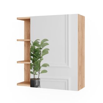Vicco Spiegelschrank Goldkraft Eiche Fynn 62x64x21 cm - Badezimmerschrank mit Spiegel, Elegante Badlösung für mehr Ordnung