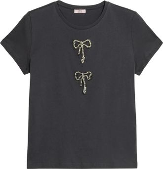 Oltre Femme, Tops, Gris, Taille: 44 FR T-shirt avec Charms Bijoux