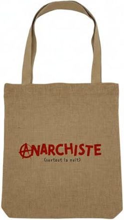 Fabulous Sac Shopping Tote Bag Aspect Lin - Anarchiste Surtout la Nuit Blague Humour - Sac de Courses Toile Epaisse 360g Beige Naturel Cabas Port&eacute; Epaule Solid