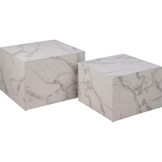 ebuy24 Ebuy24 - Dice Couchtisch Marmor 2 St&uuml;ck Dekor weiss