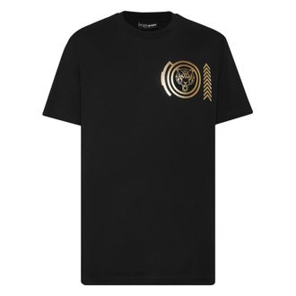 Plein Sport Cotton T-shirt Rundhals SS Lamina Tiger - - Sport - Herren - Schwarzk - 4XL