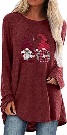 Generic T-shirt ample &agrave; manches longues et col rond pour femme pour la Saint-Valentin 2026, Ak, XL