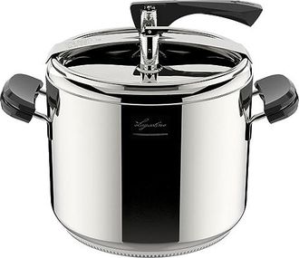 Lagostina Schnellkochtopf La Classica Lagofusion, Ø 26 cm, Fassungsvermögen 12 l, mit Korb, Rezeptbuch und Ecodose, Griffe aus Bakelit, Gewicht Ventil und Lagof