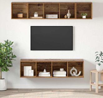 vidaXL Set Mobile Tv 4 Pz Legno Vecchio Legno Ingegnerizzato Vidaxl
