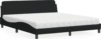 vidaXL Vidaxl - Lit avec matelas noir 180x200 cm tissu