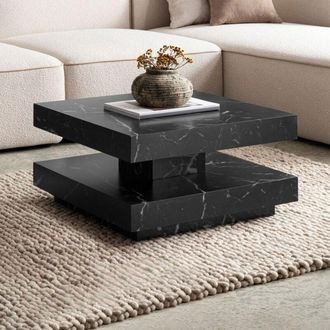 M&S Collection M&s - Table basse carrée 60x34 cm effet marbre noir - eklea