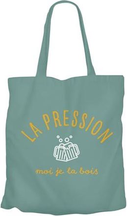 Fabulous Tote Bag Sac Shopping en Toile Turquoise - La Pression Je la Bois Ap&eacute;ro Bar Bi&egrave;re Pinte - 10 L