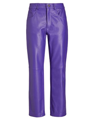 8 by YOOX LEATHER STRAIGHT LEG PANTS