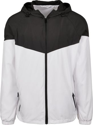 Build Your Brand 2-Tone Tech Windrunner, White/Black, 3XL