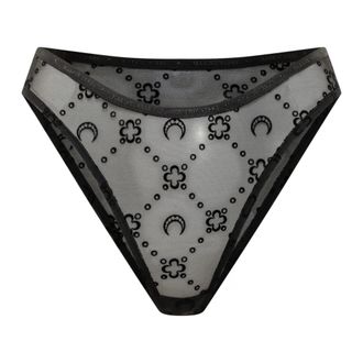 Marine Serre Femme, Sous-v&ecirc;tements, Noir, Taille: 42 FR Culotte Taille Haute en Tulle Moonogram