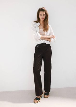 Mango Gerade Hose mit G&uuml;rtel schokolade - Damen - 32 - MANGO
