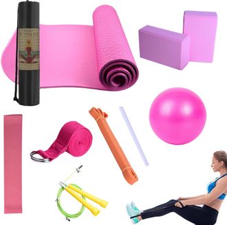 Generico Yoga-Set f&uuml;r Anf&auml;nger, &Uuml;bungsst&auml;tte mit Yoga-Bl&ouml;cken, tragbares Widerstandsband, Stretching, Widerstandstraining und Therapie, Trainingsausr&uuml;stung