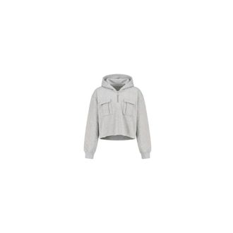 Off-white Sweat &agrave; capuche court zipp&eacute; avec poches utilitaires - Femme - Sweatshirts et sweats &agrave; capuche - Gris - Taille: 40 FR