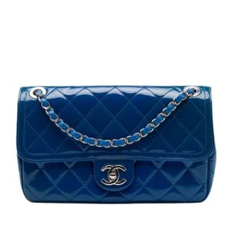 Chanel Sac bandouli&egrave;re matelass&eacute; en cuir verni doccasion - Femme - Pre-owned - Bleu - Taille: ONE Size