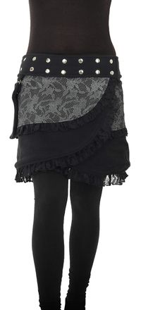 Purewonder Damen Wickelrock aus Fleece Winterrock Rock sk240 Schwarz Einheitsgr&ouml;&szlig;e Verstellbar