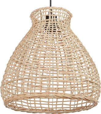 Beliani Boho Pendelleuchte mit Schirm aus Rattan Hängelampe natürlich 127 cm Sakeni