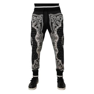 Dolce & Gabbana Schwarze Bandana Print Baumwoll Jogger Hose - - Trousers - Herren - Schwarzk - L