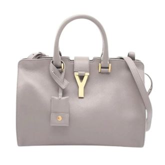 Saint Laurent Pre-owned Petit Cabas Y-line Sac &agrave; main en cuir 2way - Femme - Pre-owned - Gris - Taille: ONE Size