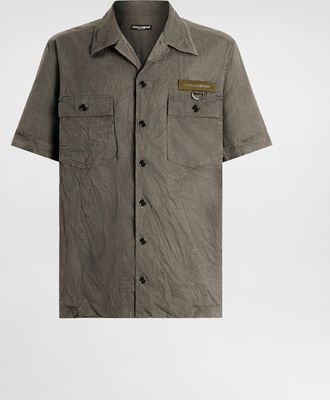 Dolce & Gabbana Canvas Shirt - Mann Hemden Grey 43