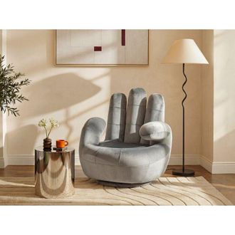Vente-Unique Vente-unique - Fauteuil main pivotant catchy en velours - Anthracite
