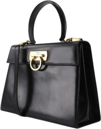 Ferragamo Pre-owned Gancini Calf 2way Bag - Femme - Pre-owned - Noir - Taille: ONE Size