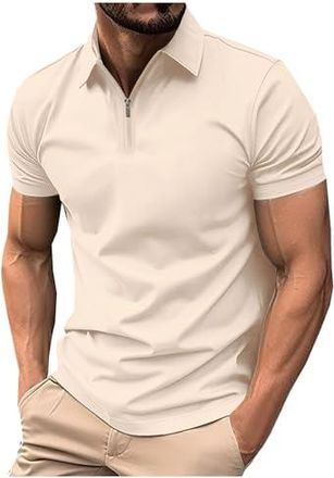 Generic Polo &agrave; manches courtes pour homme - D&eacute;contract&eacute; - Solide - Vacances, beige, 3XL