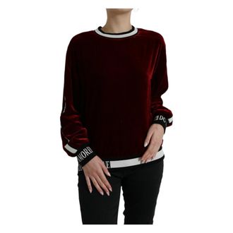 Dolce & Gabbana Luxuri&ouml;ser burgunderroter Pullover aus Seidenmischung - - Sweatshirts & Hoodies - Damen - Rot - 2XL