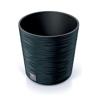 Prosperplast Anthrazitfarbenes Pflanzgefäß mit Behälter, Kollektion FURU, 25 x 25 x 24,7 cm, Fassungsvermögen 7,5 L