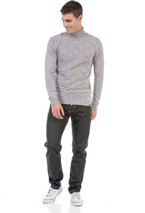 Cipo & Baxx Herren Pullover CP241 Hellgrau - Stylischer Strickpullover im modernen Design mit hohem Perfekt f&uuml;r Freizeit, Alltag & Coole Streetwear Outfits - CP24