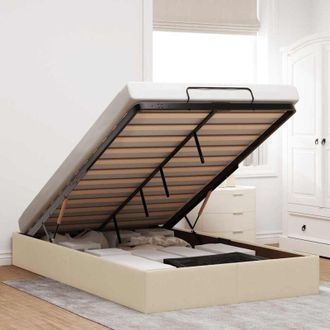 vidaXL vidaXL Cadre de lit ottoman sans matelas cr&egrave;me 120x200 cm tissu