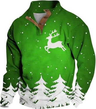 Generic Sweat-shirts pour hommes - Automne/hiver - Mode - Col montant - Fermeture éclair - 3 - Sweat-shirt de Noël à manches longues - Sweatshirt décontracté,