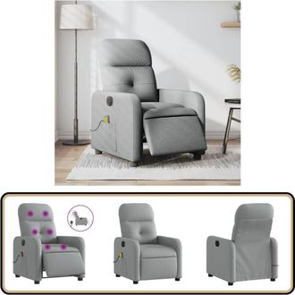 vidaXL Massagesessel Elektrisch Hellgrau Stoff - Relaxsessel - Massagesessel - Elektrisches Sofa - Fernsehsessel - Bequeme Lounge Möbel