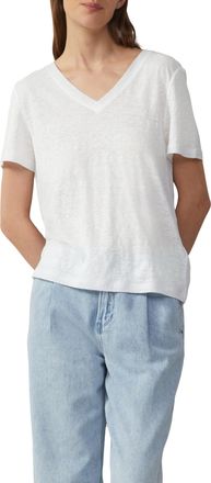 s.Oliver Leichtes T-Shirt aus Leinen mit V-Ausschnitt