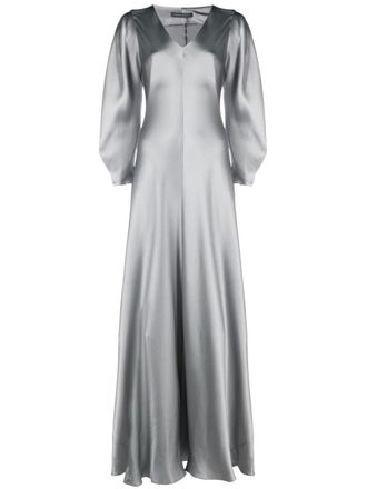 Alberta Ferretti Satin Abendkleid - Grau