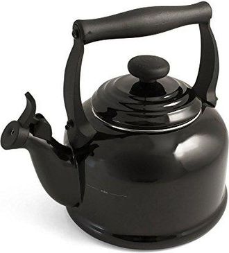 LE CREUSET Le Creuset Bouilloire Traditionelle avec Sifflement, Pour Cuisini&egrave;re, Acier &Eacute;maill&eacute;, 2.1 L, Onyx, 40102021400000