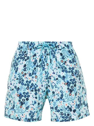 Hackett short de bain à fleurs - Bleu