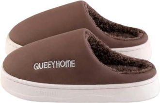 Generic Pantoufles dint&eacute;rieur doubl&eacute;es pelucheuses, chaudes &agrave; enfiler et r&eacute;sistantes &agrave; leau pour adultes, caf&eacute;, Medium