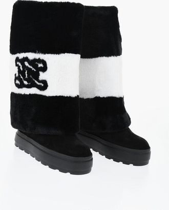 Casadei Suede Boots With Faux Fur Cuff size 41