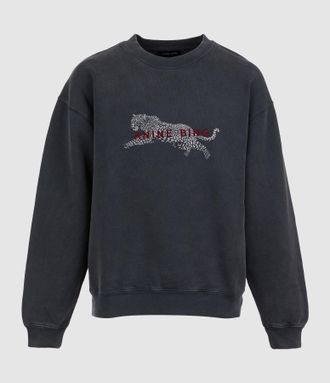 Anine Bing Sweatshirt Leopard Spencer Washed Black