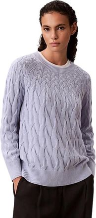 Calvin Klein Femme, Pulls, Bleu, Taille: 34 FR Tricot &agrave; col rond