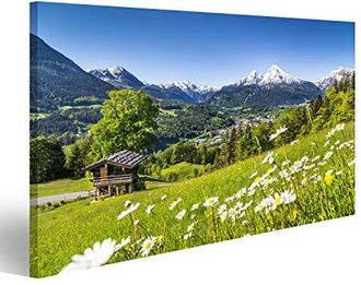 Islandburner Tableau, Tableaux sur toile Beau paysage de montagne dans les Alpes bavaroises avec le village de Berchtesgaden et le massif de Watzmann Poster, Impre