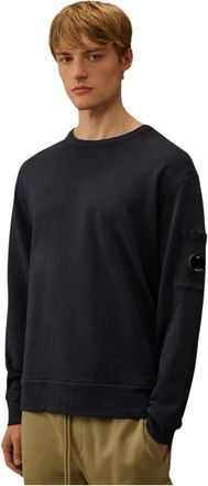 C.P. Company C.p. Company, Homme, Sweatshirts et sweats &agrave; capuche, Bleu, Taille: XL Malfil&egrave; Fleece Lens Crewneck
