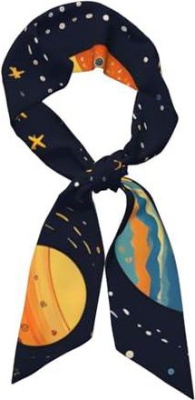 Generic &Eacute;charpe pour femme - Motif plan&egrave;te - Pour sac &agrave; main - Syst&egrave;me solaire - Satin - En soie - Pour le sport, le yoga, le visage