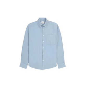 Nn.07 L&auml;ssiges Leinenhemd - - Shirts - Herren - Blau - S