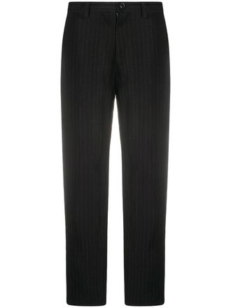 Yohji Yamamoto pantalon droit &agrave; fines rayures - Noir