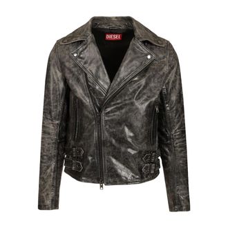 Diesel Homme, Vestes, Gris, Taille: L Veste Biker en Cuir