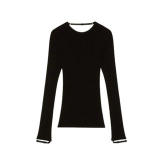 Courr&egrave;ges Gerippter Rundhalspullover - - Knitwear - Damen - Schwarzk - L