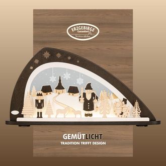 Weigla Schwibbogen original Erzgebirge I Motiv Erzgebirgische Weihnacht I LED-Lichterbogen Weihnachten I Gr&ouml;&szlig;e 66 x 33,8 x 6 cm I Inklusive Beleuchtung I bel